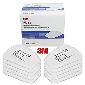 3M N95 Respirator Filter, 5N11, Disposable, Helps Protect Against Non-Oil Based Particulates, Use With 3M 5000 Series Respirators or 6000 Series Gas and Vapor Cartridges, 10 Pack