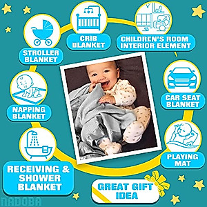 Thermal Baby Blanket for Girls and Boys - Waffle Weave Blanket Satin Baby Blanket - Throw Blanket for Baby Receiving Blankets - Soft Waffle Blanket