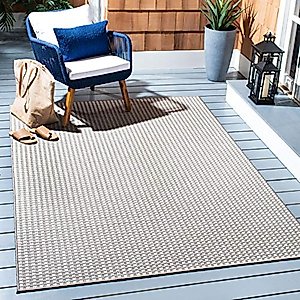 SAFAVIEH Lakeside Collection 6'7'' Square Beige/Taupe LAK250B Indoor/ Outdoor Non-Shedding Easy scrubbing Patio Backyard Porch Deck Mudroom Area-Rug