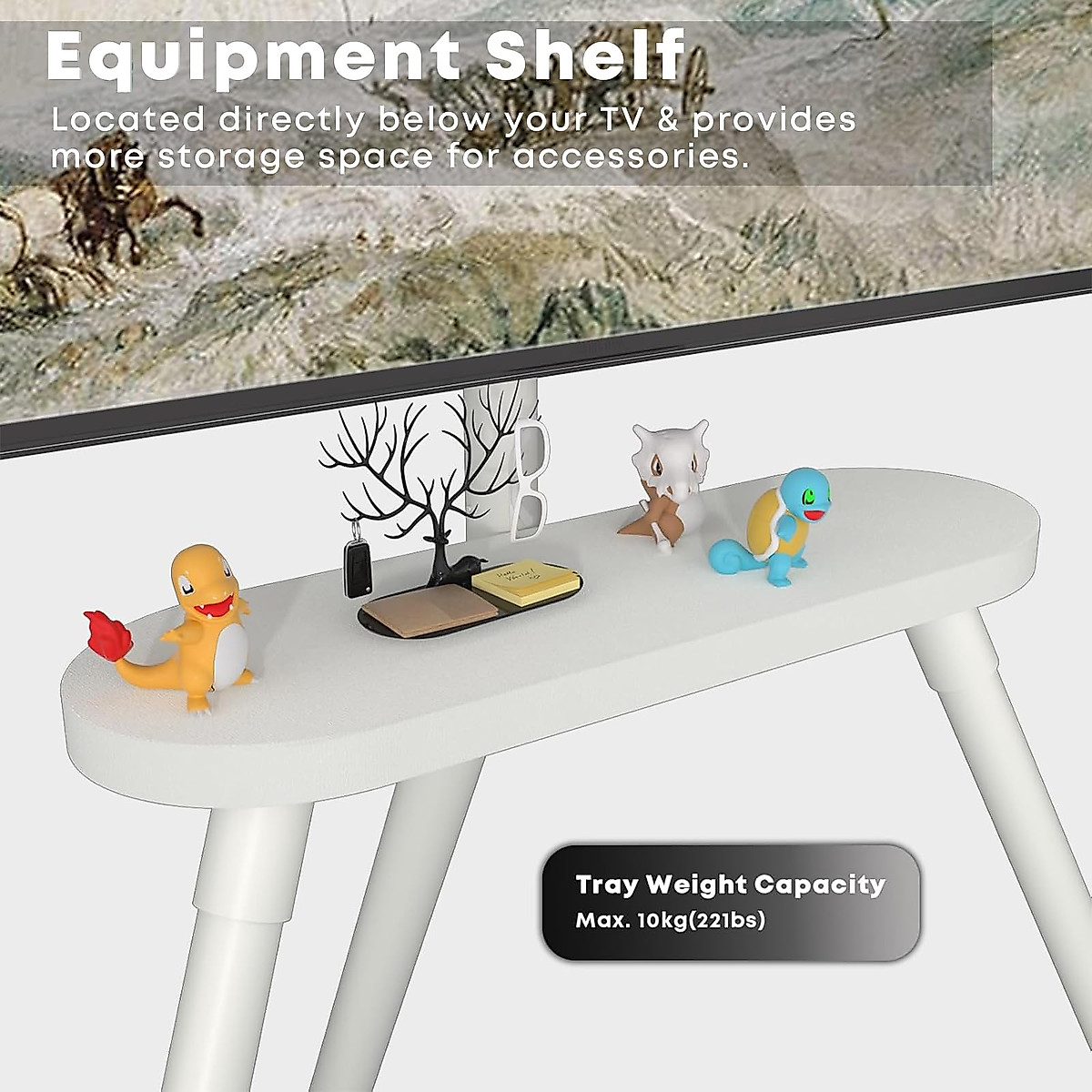 PUTORSEN Easel TV Stand for 43 to 65 inch LED LCD OLED Screens Hold up to 88lbs, Height Adjustable Tripod TV Floor Stand with Shelf/Snap Lock/Anti-Tip Strap, Max VESA 400x400mm, Matte White