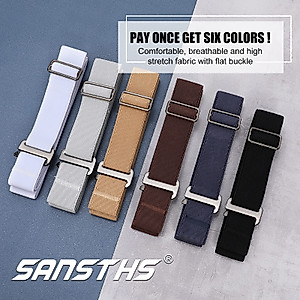SANSTHS 6 Pieces No Show Women Belts Invisible Elastic Stretch Belt with Flat Buckle for Jeans Pants Dresses（Flat Buckle,S）