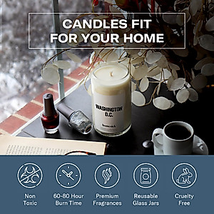 Homesick Scented Candles for Home (Washington D.C.) - 13.75 oz Long-Lasting Soy Wax Jar Candle for Women & Men for All Occasions, 60-80 Hours Burn Time - Notes of Cherry Blossom & Moss