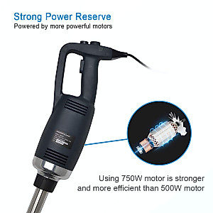 Zz Pro Commercial Electric Big Stix Immersion Blender Hand Held Variable Speed 750 Watt Mixer with 16-Inch Removable Shaft, 35-Gallon Capacity(LW750S16)