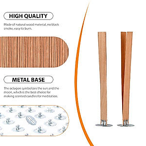 Ziosxin 100 Pcs Smokeless Cherry Wood Candle Wicks, Long Lasting Flame, Easily Burn, Candle Cores with Stand and Glue Dot, Warning Label for DIY Candle Making
