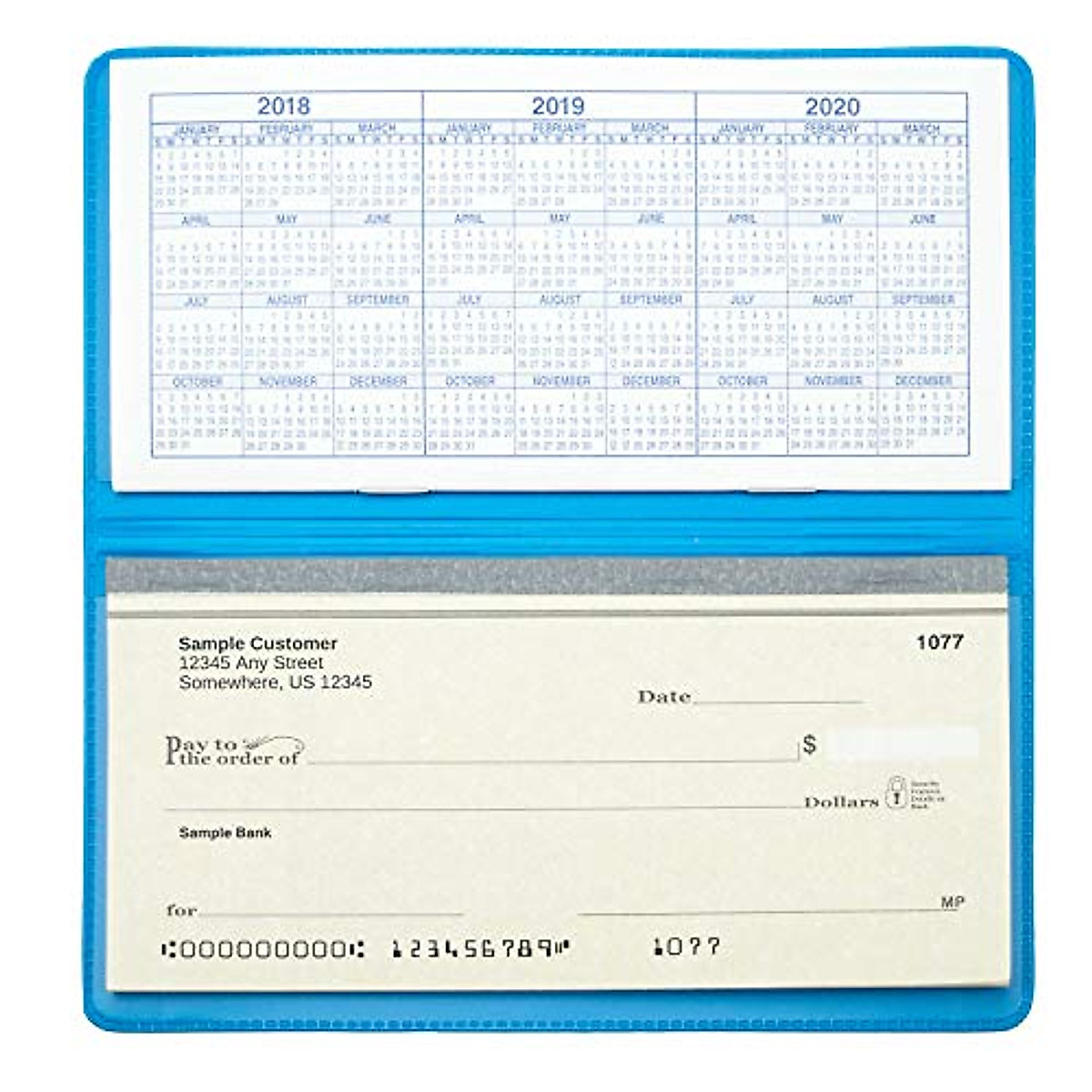 Sky Blue Vinyl Checkbook Cover, Top Tear Personal Vinyl Checkbook Cover