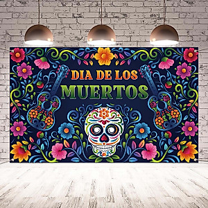 Dia De Los Muertos Backdrop for Photography Day of The Dead Banner Mexican Fiesta Sugar Skull Decorations and Supplies for Home Altar Ofrenda