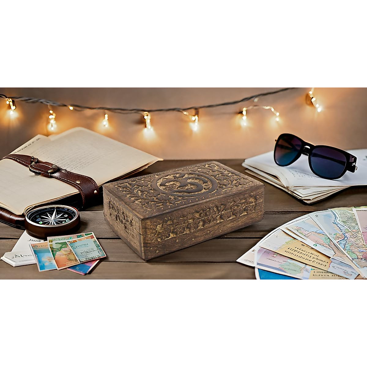 Great Birthday Gift Ideas Handmade Decorative Wooden Jewelry Box Jewelry Organizer Keepsake Box Treasure Chest Trinket Holder Watch Box Storage Lock Box 8 x 5 Inches Housewarming Gift Ideas Men Women