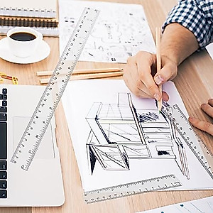 6 Inch 8 Inch 12 Inch Plastic School Rulers, 3 Pack Clear Ruler with Inches and Centimeters Drafting Office Tools for Student School Office