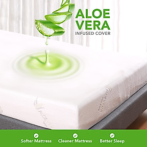 AC Pacific ALOE Infused Memory Foam Mattress in a Box, Roll-Compressed, 3-Layer Extra Firm Comfort and Support, Stretch Knit Fabric Cover, King, White