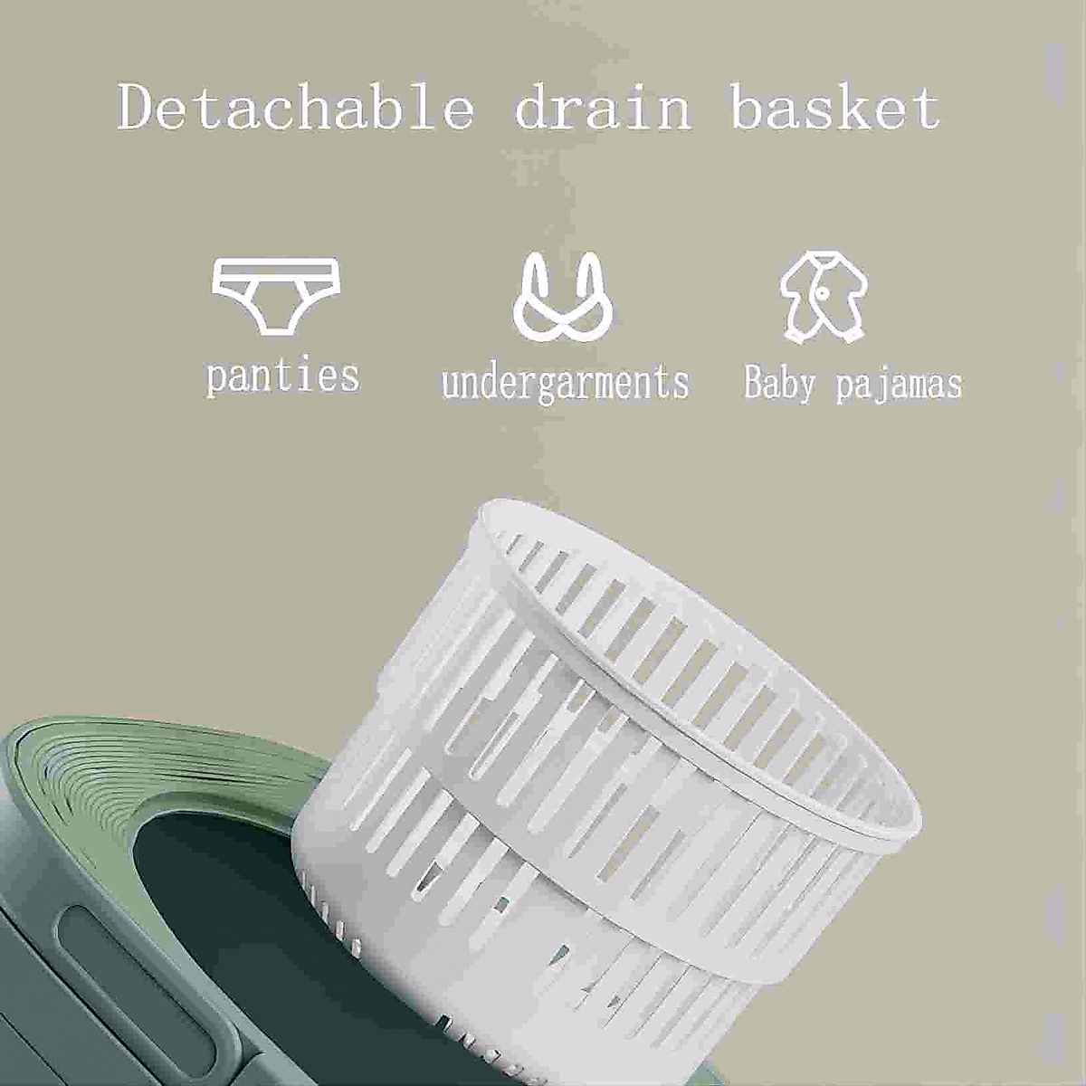 Portable Washing Machines, 8L Mini Washing Machine Foldable Washing Machine with 3 Modes, Travel Portable Washing Machine for Underwear, Sock, Baby Clothes, Camping, RV, Dorm, Apartment (Green)