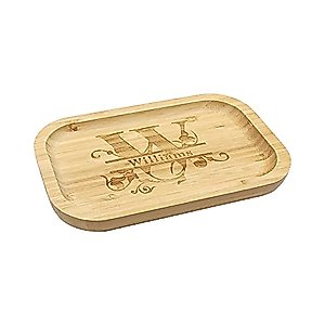 Mojia Personalized Bamboo Serving Trays and Platters, Custom Engraved Decorative Food Platters, Drinks Serving Trays (Rounded Rectangle)
