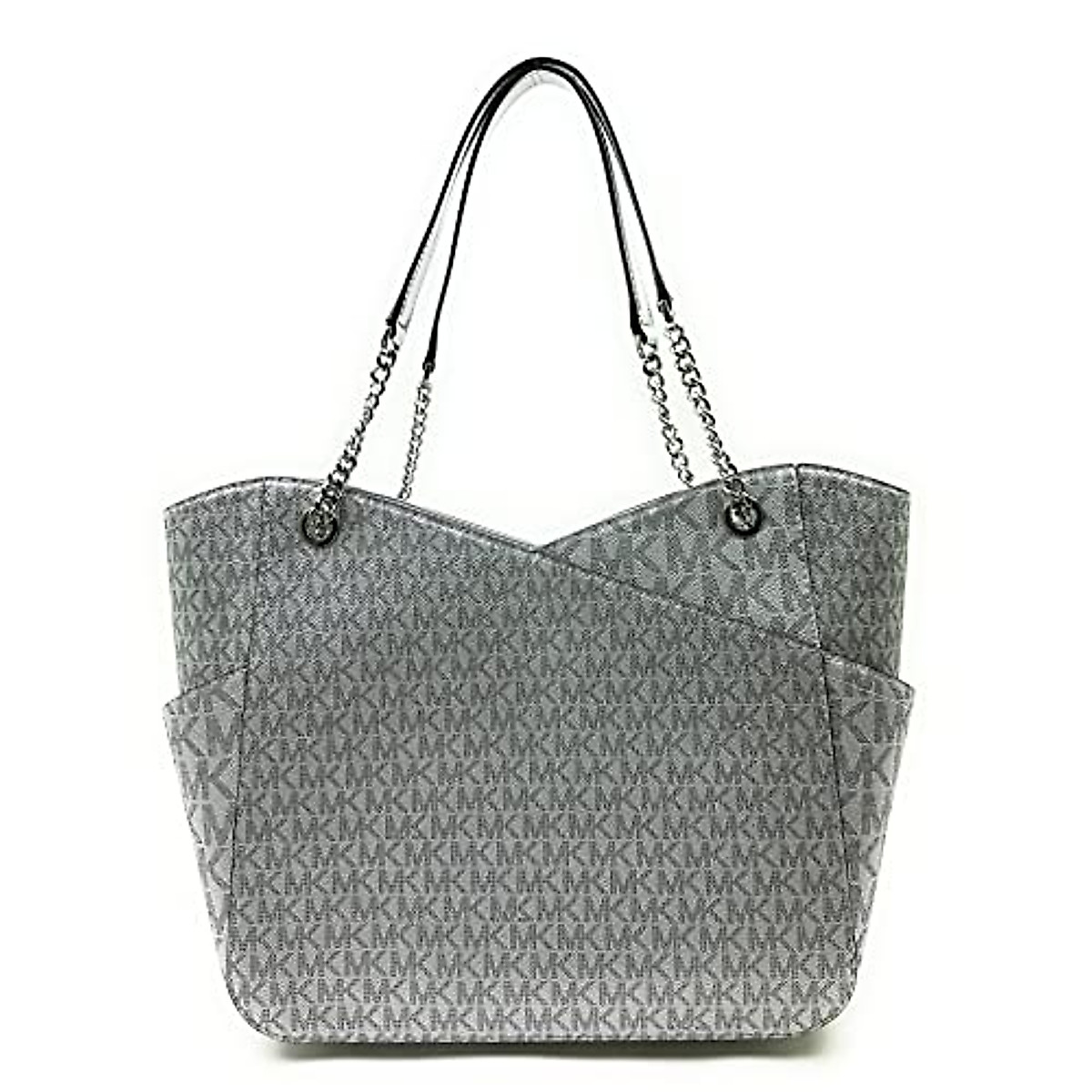 Michael Kors Large Jet Set Travel Chain Shoulder Tote (Silver)