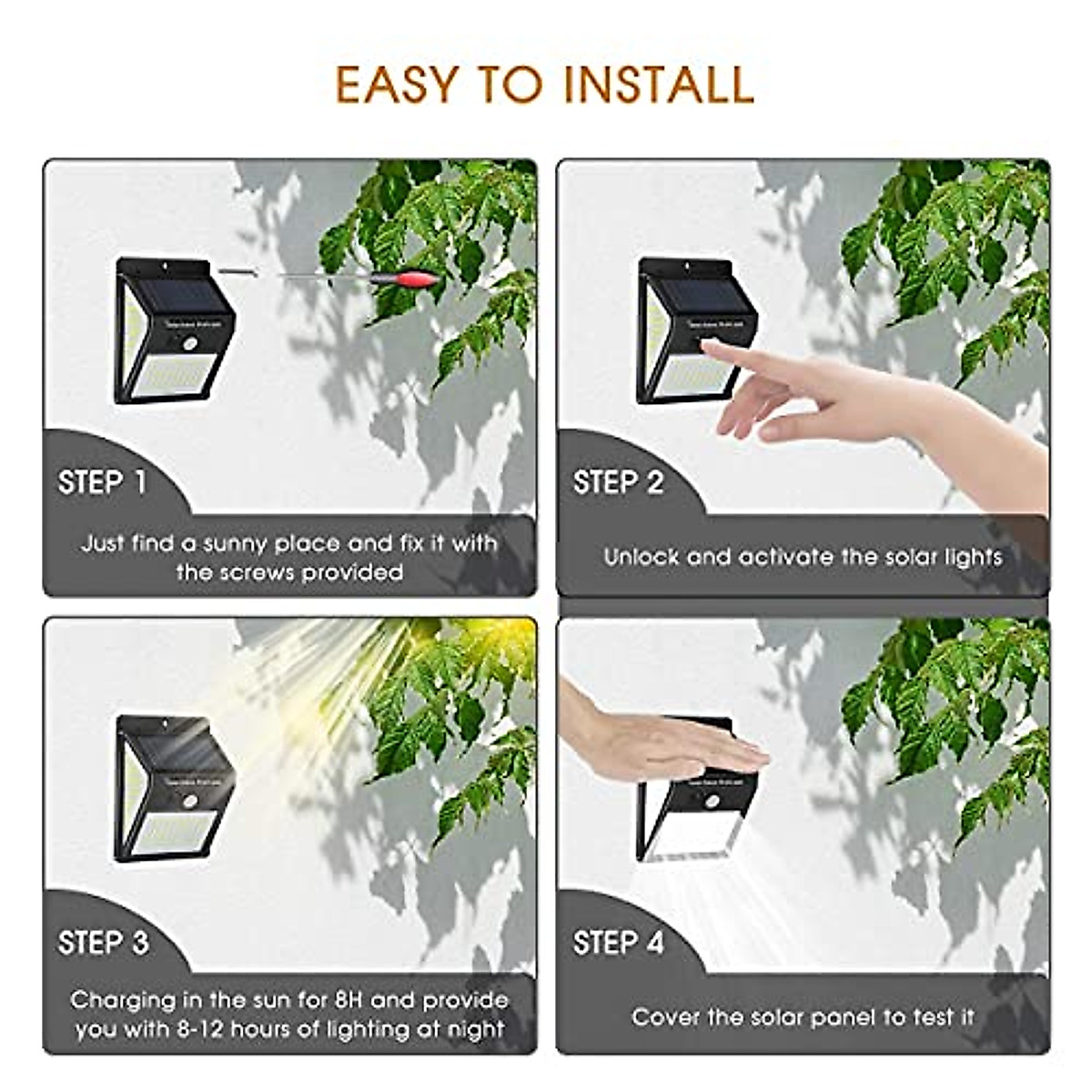 Solar Lights Outdoor, [ 2 Pack /3 Modes /140 LED ] Solar Motion Sensor Powered Flood Lights, 3000 Lumens 270°Wide-Angle IP65 Waterproof Solar Security Wall Lights for Garden Fence Patio Deck Yard Pool