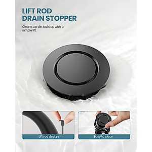 Black Bathroom Faucets, Faucet for Bathroom Sink - 2 Handle Basin Faucet, 3 Hole 8 Inch Widerspread Bathroom Faucet with Lift Rod Drain Assembly, Water Supply Lines Faucets for RV Bath Vanity