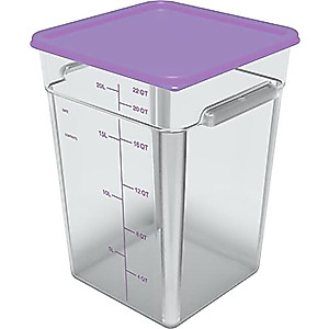 Carlisle FoodService Products Squares Square Food Storage Container with Stackable Design for Catering, Buffets, Restaurants, Polycarbonate (Pc), 22 Quarts, Clear