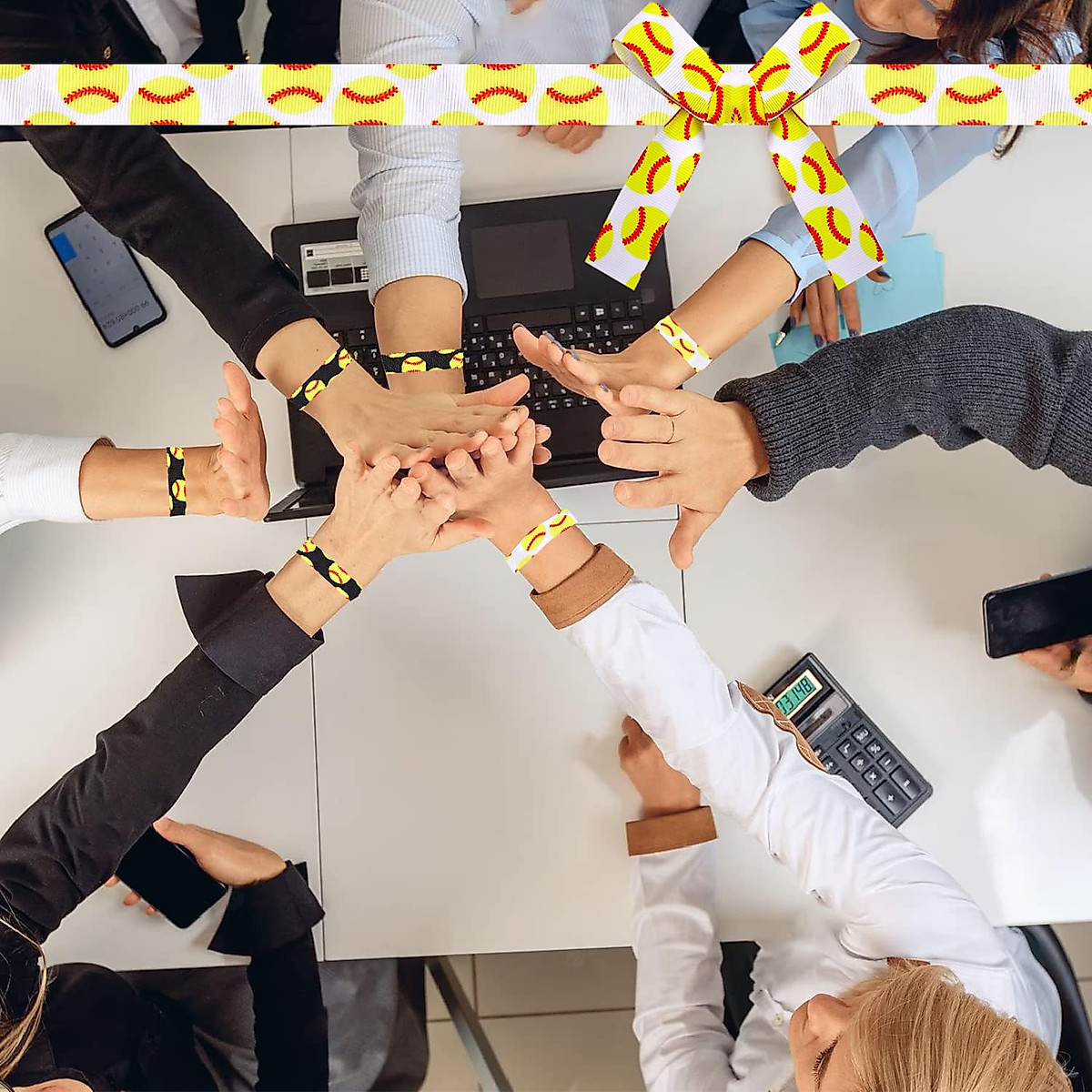 2 Rolls 10 Yards 7/8 Inches Softball Ribbon for Crafts Softball Grosgrain Ribbon for Cheer Bows Team Gift Wrapping Uniform Sewing