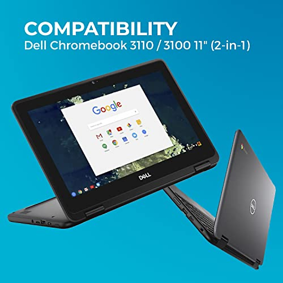 Gumdrop DropTech Laptop Case Fits Dell Chromebook 3120 | 3110 | 3100 (2-in-1) for K-12 Students Teachers and Classrooms – Drop Tested Rugged Shockproof Bumpers for Reliable Device Protection – Black