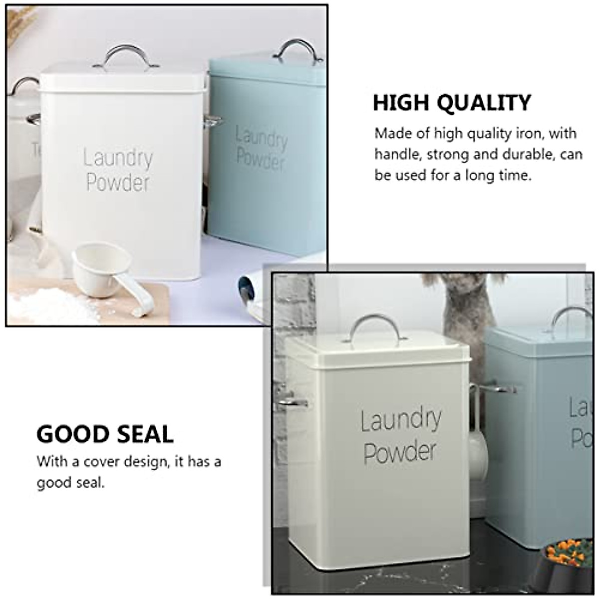 Cabilock Laundry Organizer Box Farmhouse Laundry Powder metal laundry powder container laundry powder bin laundry detergent container Container Metal Laundry Pet Food Container