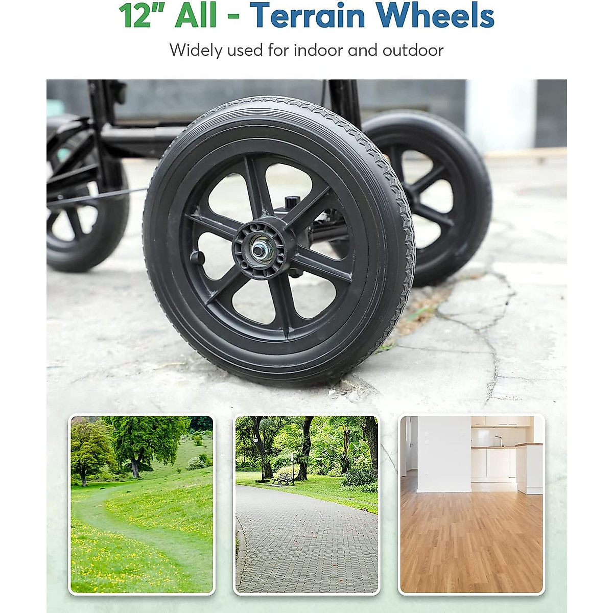 Knee Scooter, All Terrain Knee Scooter for Adults Steerable Knee Walker for Surgery, Broken Foot, Ankle Injuries Heavy Duty Crutches Alternative, Foldable-Knee-Scooter-Walker (Black)