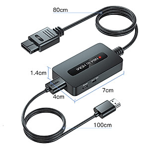Kirolle N64 to HDMI Cable Converter Supports 4 : 3 and 16 : 9 HDMI Output Switch, HDMI Cable for N64, Nintendo64 to HDMI Converter Compatible with Nintendo 64/ Super SNES/NGC