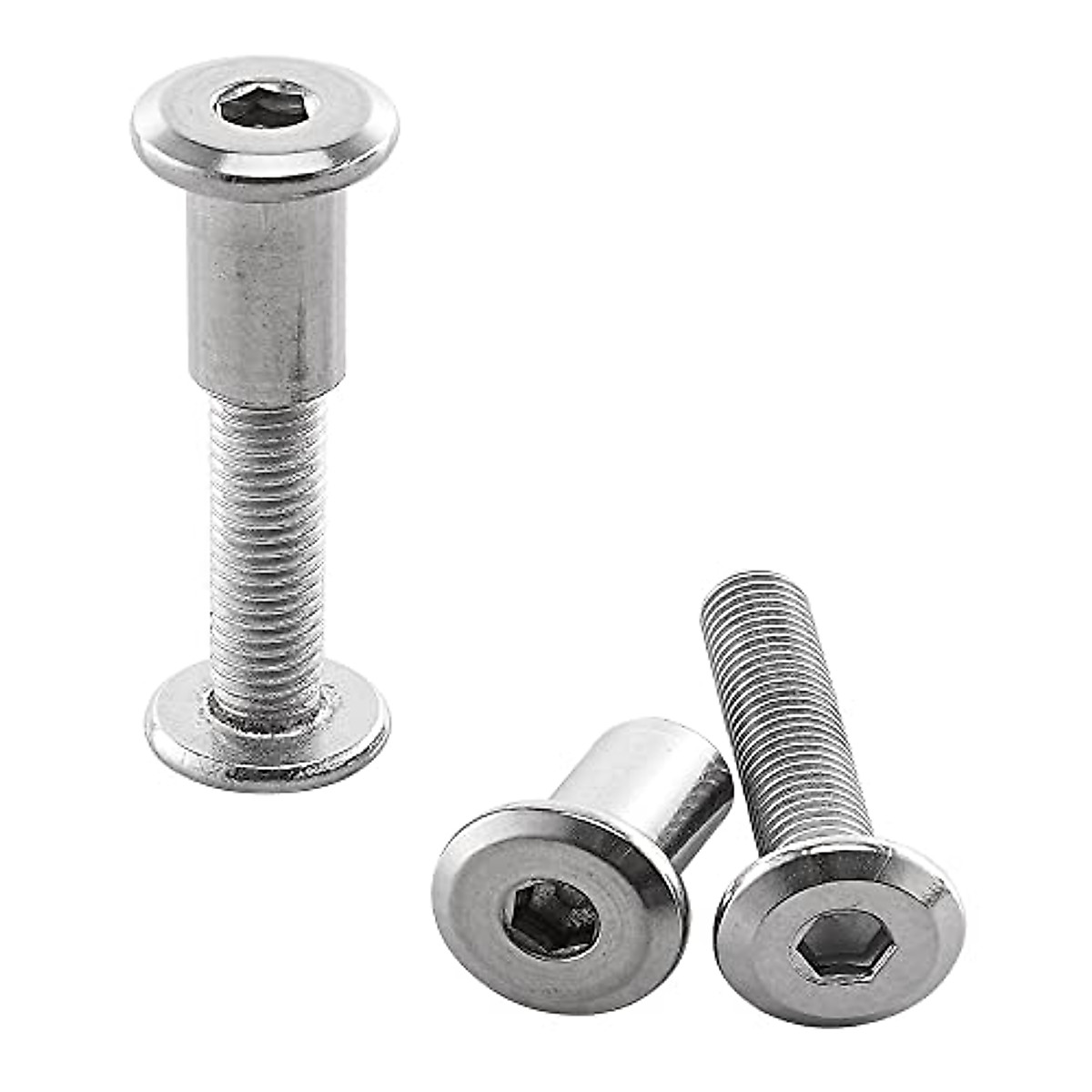 M6 x 45mm Socket Head Cap Screws Bolts Barrel Nuts Kit, 304 Stianless Steel 18-8, Binding Screws Posts for Baby Beds Furnitures Leather Belt Screws, 10 Pairs