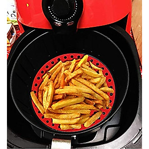 PINEPOEM Air Fryer Liners Reusable Silicone, Bamboo Steamer Liner, Perforated Liner for Air Fryer