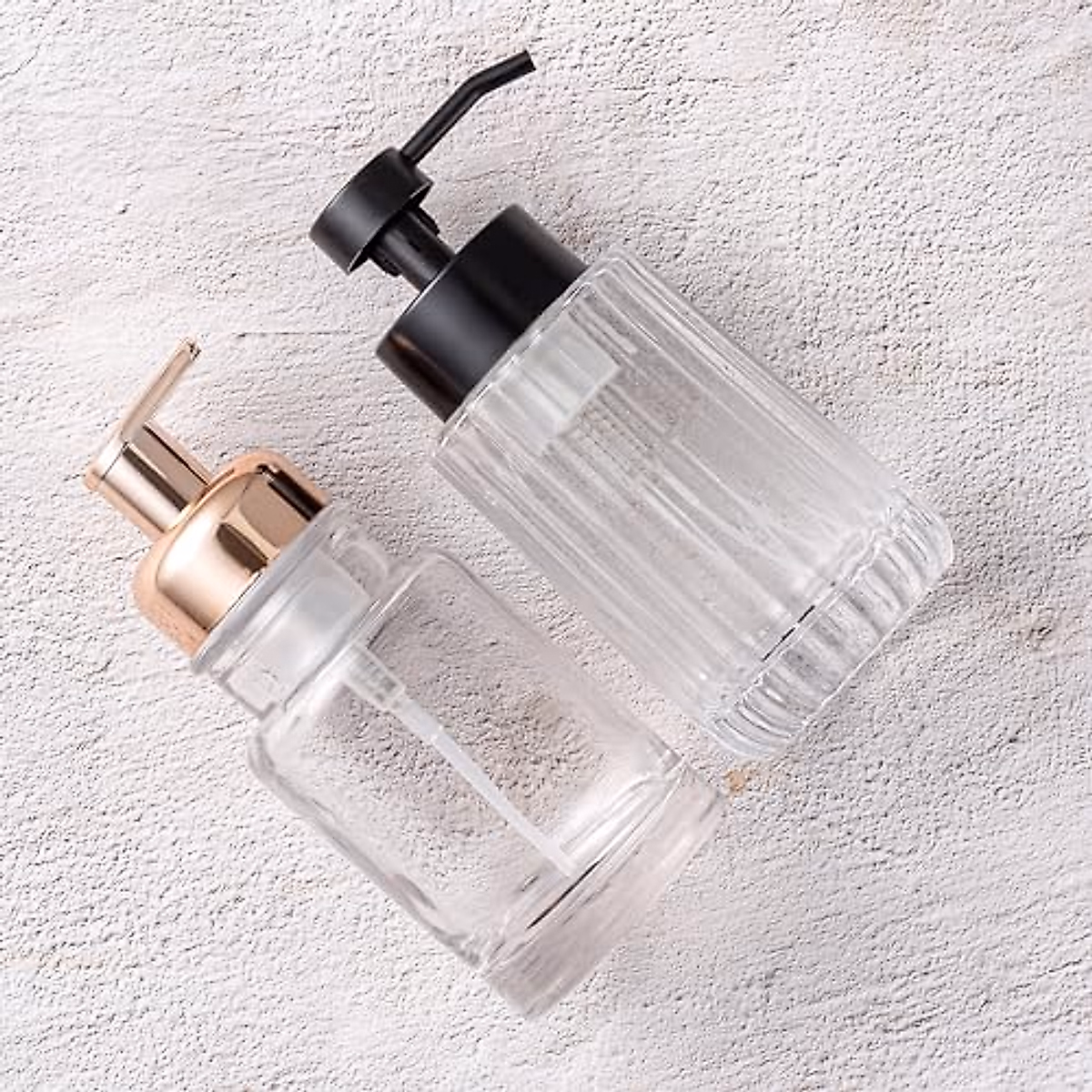 Easy Tang Glass Foaming Soap Dispenser with Black Pump, 12 OZ Vintage-Inspired Modern Glass Refillable Bottle for Bathroom Vanity Countertop and Kitchen