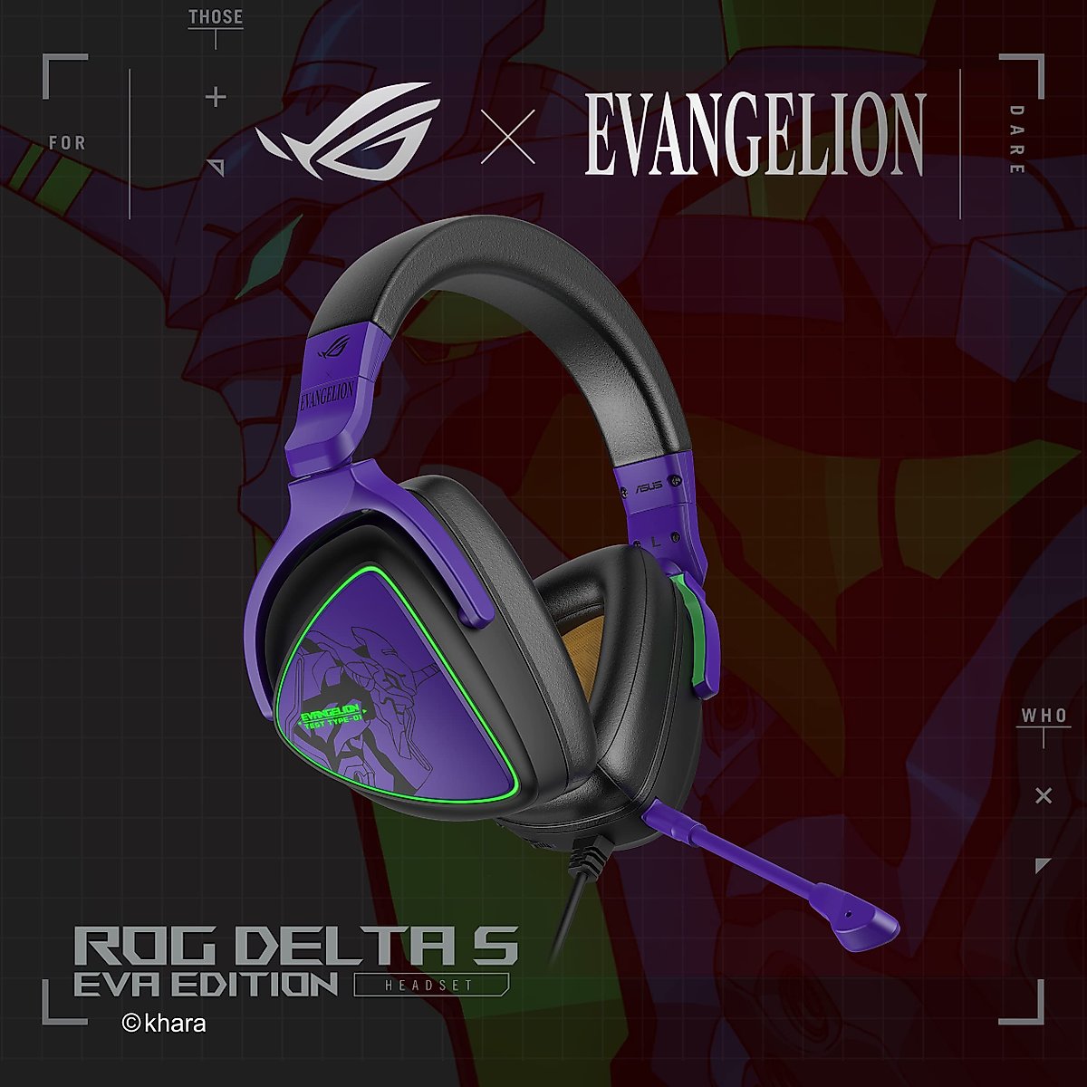 ASUS ROG Delta S EVA Edition Gaming Headset, AI Noise-Canceling Mic, Hi-Res ESS 9281 Quad DAC,RGB Lighting, Lightweight, MQA Tech, USB-C Headset, for PC, Mac, PS4, PS5, Switch and Mobile Devices