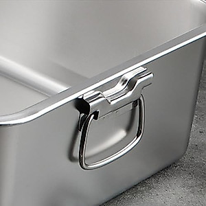 Qianly Open Cats Litter Box for Indoor Cats, Cat Sand Box Cats Potty Toilet Stainless Steel Container Cat Supplies Kitty Litter Pan for Bunny, 50cmx35cmx10cm