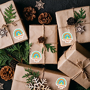 Littlefa Be Happy Stickers,Oh Happy Day Business Stickers,Cute Rainbow Happy Mail Stickers,Small Business Stickers, Envelopes Stickers for Gift Bags Packaging 500 PCS