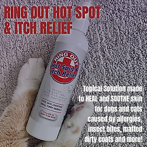 Ring Out - Hot Spot and Itch Relief for Dogs and Cats. Spray for Dog Hotspot, Rash, Dry Skin, Infection, Paws, Itching, Irritation, Allergy, Wound Care (8 oz Spray Bottle)