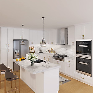 ROOMTEC 96" Kitchen Pantry Storage Cabinet - Modern Tall Storage Cabinet, 4 Doors & 6 Adjustable Shelves, Freestanding Utility Cupboard for Kitchen, Living Room, Dining Room