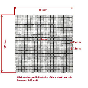 Stone Center Online Bardiglio Gray Marble 5/8x5/8 Square Mosaic Tile Polished Kitchen Bath Wall Floor Backsplash Shower (1 Sheet)