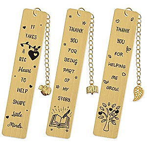 Mosailles Teacher Appreciation Bookmark Teachers Gifts Set of 3 Color Gold Thank You Gifts from Students Graduation Gift Back to School Gift Special Teacher Gift Metal End of The Year