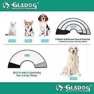 GLADOG Soft Dog Cone Collar, 3 PCS (XL is Only 1 PCS) Flexible Plastic Cone for Dogs After Surgery, Dog Recovery Collar, Adjustable E-Collar for Large/Medium/Small Dogs Cat, Comfy Elizabethan Collar