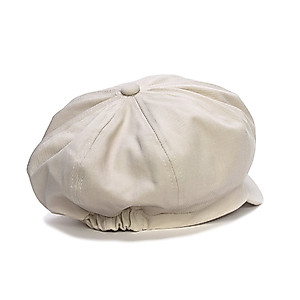 Cotton Elastic Newsboy Cap - Stone