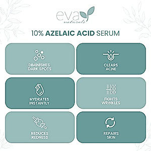 Azelaic Acid 10% Facial Serum, 2 oz., Skin Brightening Hyaluronic Acid and Niacinamide, Redness Relief , Fade and Repair Dark Spots