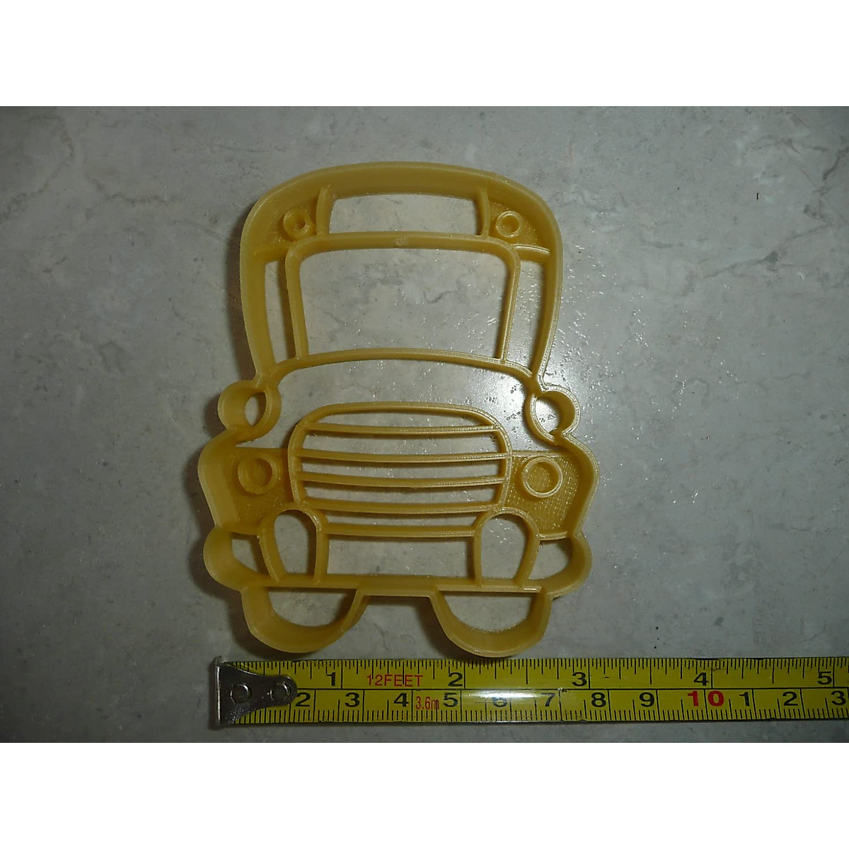 SCHOOL BUS FRONT VIEW CARTOON STYLE DETAILED COOKIE CUTTER MADE IN USA PR4959