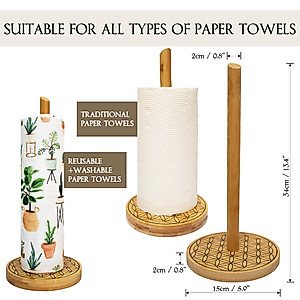 Homeostasis Living | Bamboo Paper Towel Holder Countertop | Natural Wood Paper Towel Holder, Standing Paper Towel Dispenser, Napkin Holder, Kitchen Towel Holder, Reusable Paper Towels Stand Dispenser