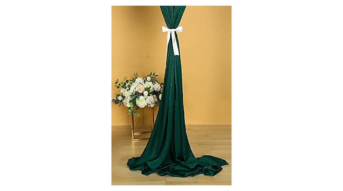 Elegant Green Wedding Backdrop Drapes - 4.8x10 Feet Silk-Like Curtains