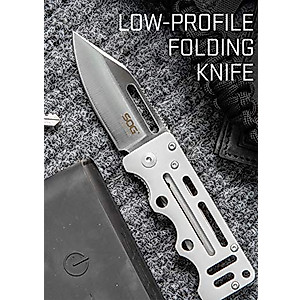 SOG Cash Card Money Clip Pocket Knife- 2.75 Inch Blade EDC Knife with Clip for Pocket, Money or Card Holder, Stainless Steel Handle with Built-In Lanyard Hole (EZ1-CP), Onesize, Satin Polished