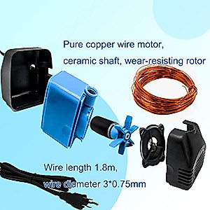 APRHODOD 800 GPH Submersible Pump (3000L/H, 50W), Super Silent Pump, 9.8ft High Head, 5.9ft Power Cord, Fountain Pump with 3 Nozzle, Suitable for Fish Tank, Pond, Aquarium, Statue, Hydroponics.