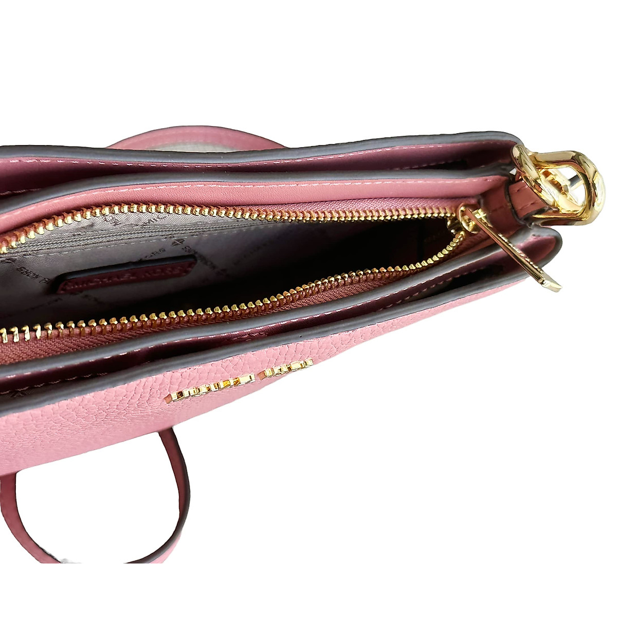 Michael Kors Trisha Medium Triple Compartment Crossbody Bag Rose Pink Leather