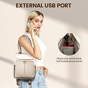 LOVEVOOK Backpack Purse for Women, Convertible Mini Backpacks Tote for Teen Girls, Small College Bookbag for Work, School, Travel, 2pcs set, Cream-Khaki