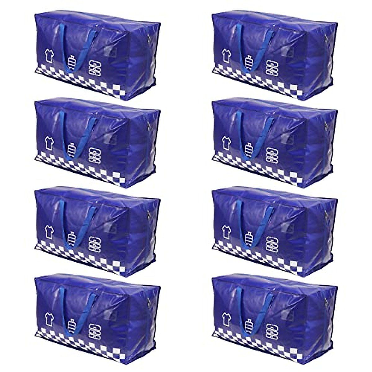 ATBAY Moving Bags Heavy Duty Extra Large Storage Bags with Zipper and Strong Handles for Clothes/Shoes/Blanket, 8PACK Blue