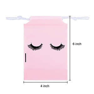 50 Pieces Lash Bags Eyelash Aftercare Bags Eyelash Makeup Bags for Clients for Small Business, Cosmetic Shampoo Sample Bags, Eyelash Makeup Bag with Drawstring for Girls Women (Pink,4 x 6 Inches)