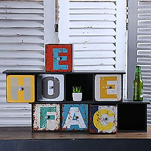 PIBM Stylish Simplicity Shelf Wall Mounted Floating Rack Shelves Iron Art Retro Distressed Storage Box,4 Sizes, b , 19.5X17.5X65CM