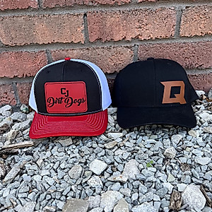 60 Pieces Light Brown-Black Leather Hat Patches for Laser Engraving with Heat Press/Transfer Adhesive Iron-on Blank Rectangle Laserable Engrave Faux Leather Supplies(3 inch×2 inch)