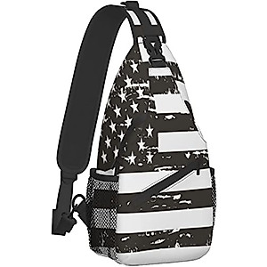 Sling Bag Vintage American USA Flag Patriotic Hiking Daypack Crossbody Shoulder Backpack Travel Chest Pack for Men Women