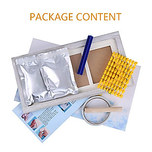 Baby Hand & Footprint Kit, Newborn Keepsake Box in Rustic Farmhouse Frame, Clay Casting Kit for Baby Shower Gifts, Boys & Girls - Baby Nursery Decor - Bonus Stencil Included (Grey)